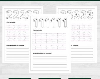 10 Printable Numbers 2130 Tracing Worksheets Etsy