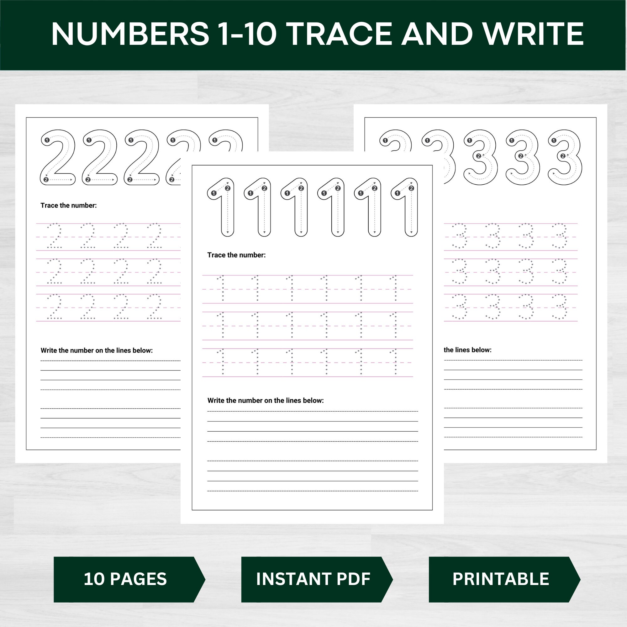 Hojas De Trabajo De Números Trazables Del 1 Al 10