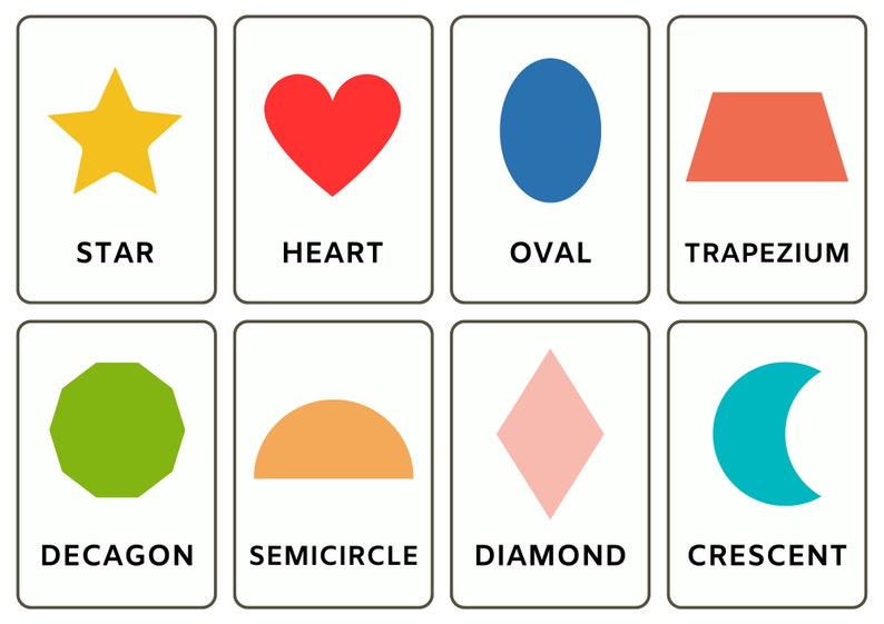 Shapes Flashcards Shapes Poster Shapes Wall Art Shapes - Etsy