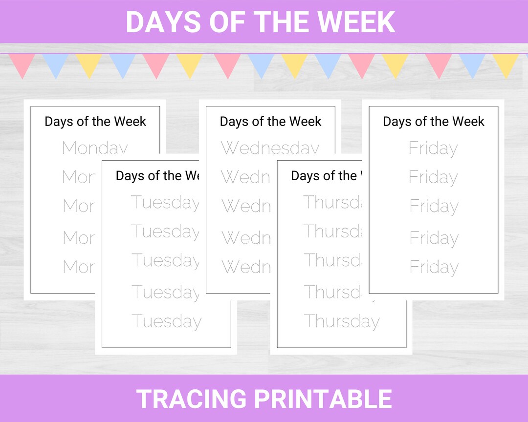 Days of the Week Tracing Days of the Week Tracing Sheet Days of the ...