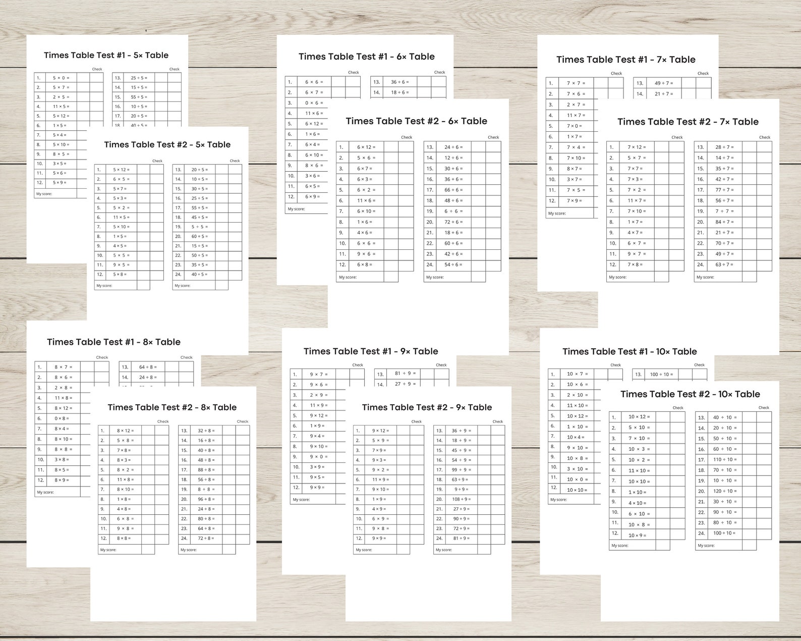 Times Table Multiplication Worksheets Time Tables Printable - Etsy