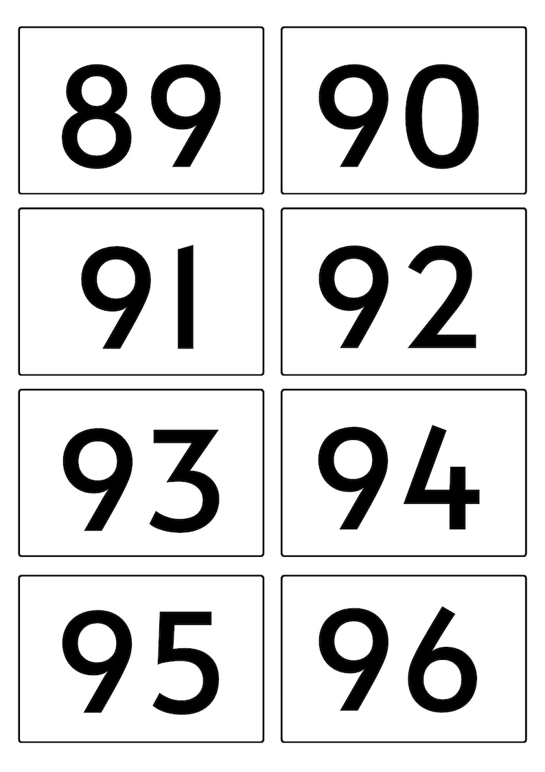 Number Flash Cards 1-100: Printable Numeracy Aid (digital Download) - Etsy