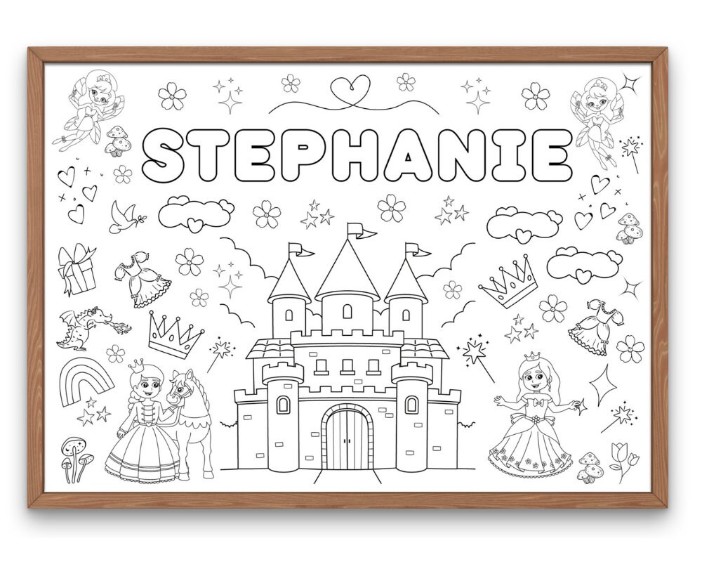 Custom Name Coloring Princess Custom Name Printable Custom - Etsy