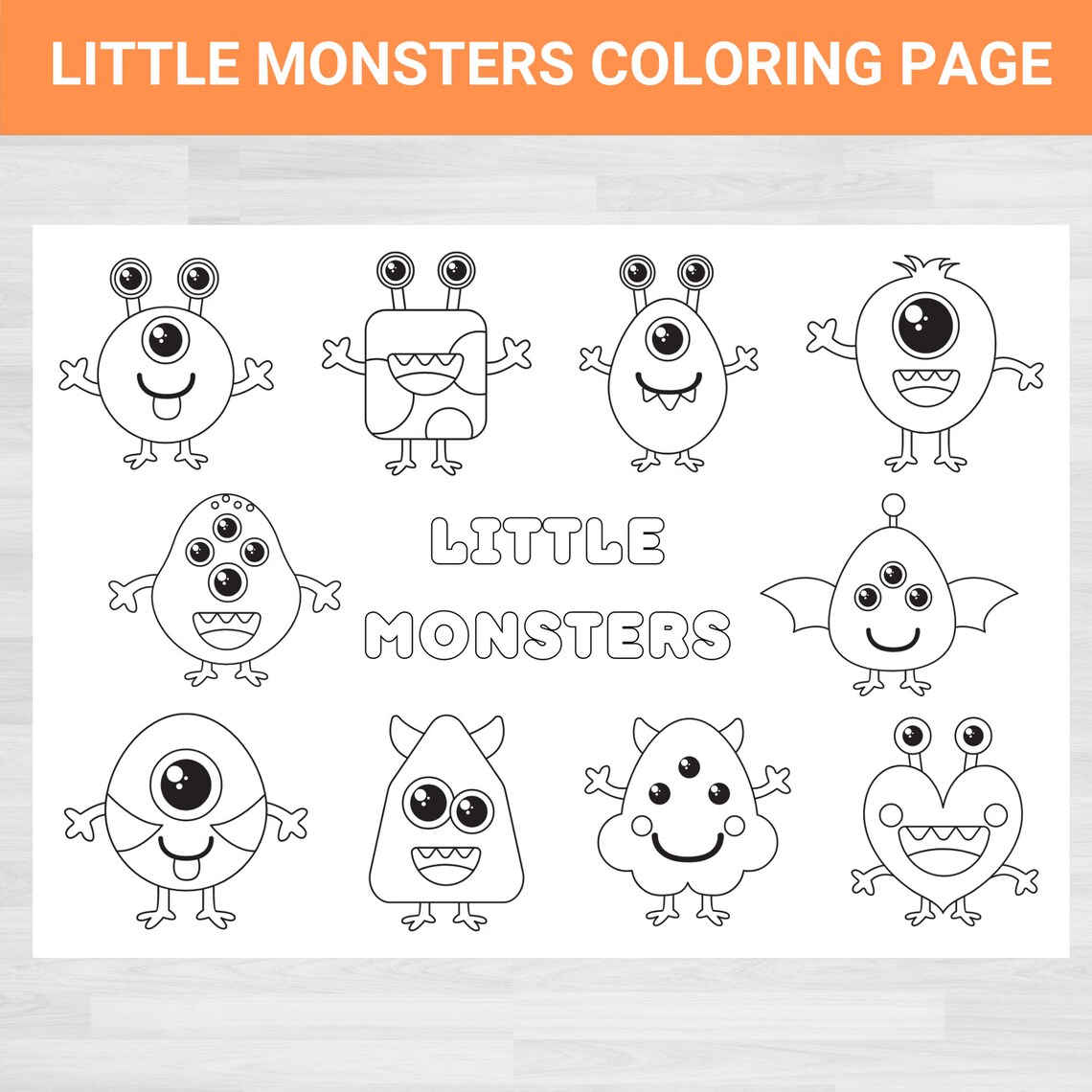 Página para colorear de Monstruitos: Actividad imprimible para niños ...