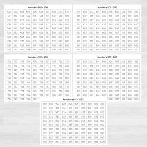 Number Charts 1-1000 | Numbers 1-1000 Printable | Numbers and Counting ...