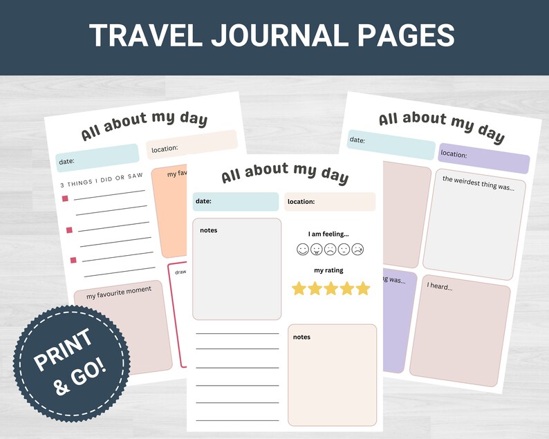 Travel Journal Printable Travel Journal Kids Travel - Etsy