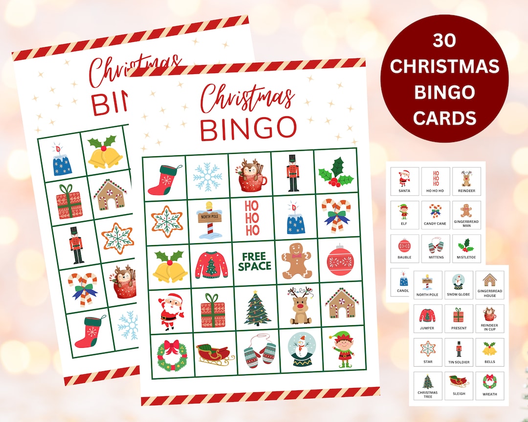 Christmas Bingo Cards: 30 Printable Holiday Games (PDF) - Etsy