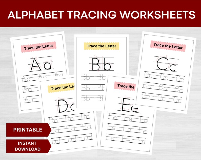 Alphabet Tracing Worksheets Alphabet Tracing Printable - Etsy