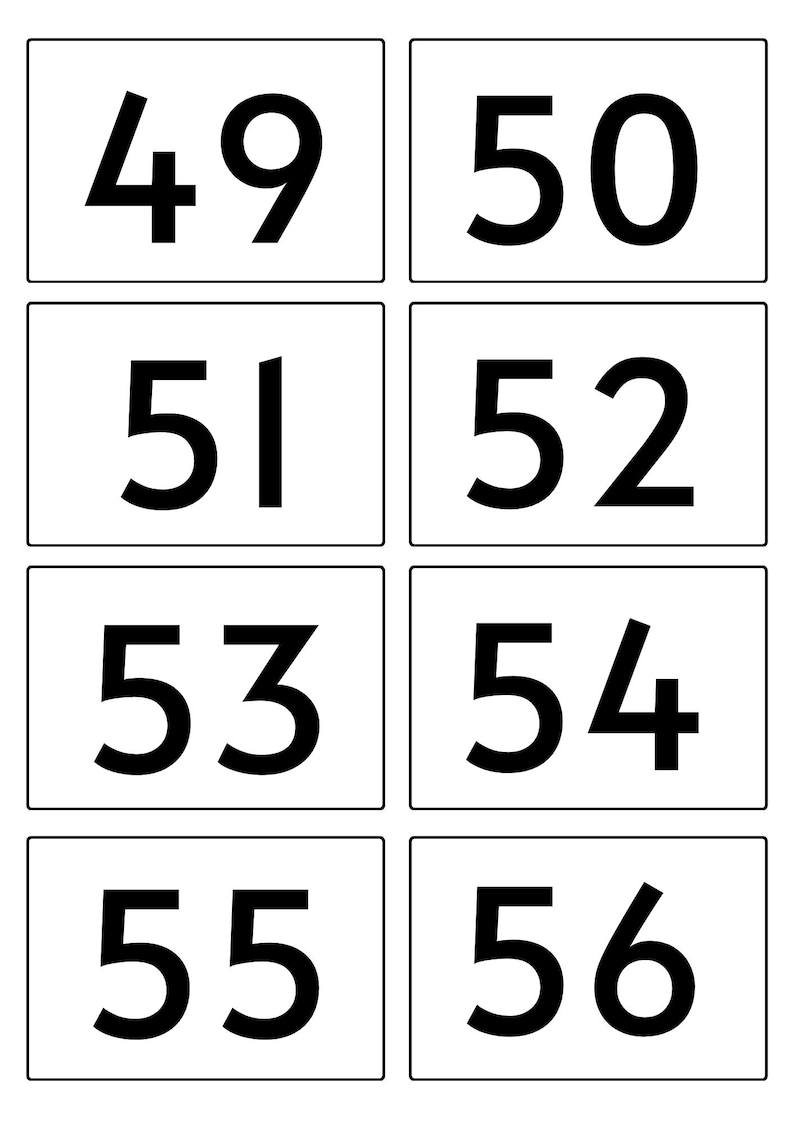 Number Flash Cards 1-100: Printable Numeracy Aid (digital Download) - Etsy