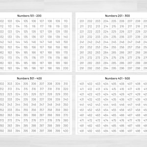 Number Charts 1-1000 Numbers 1-1000 Printable Numbers and Counting Math ...