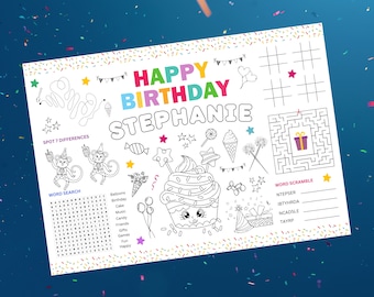 Circus Birthday Activity Placemat | Circus Party Games | Printable ...