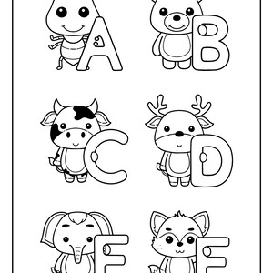 Animal Alphabet Coloring Pages: Educational Printables (digital ...