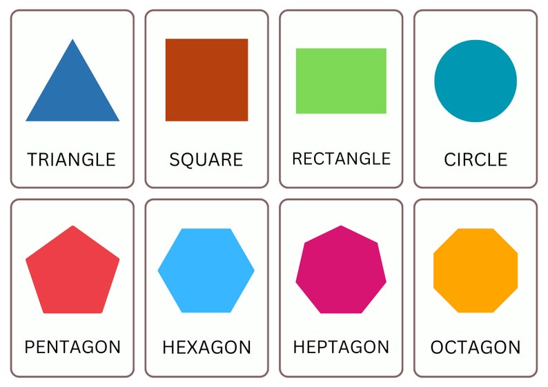 Shapes Flashcards Shapes Poster Shapes Wall Art Shapes Print ...