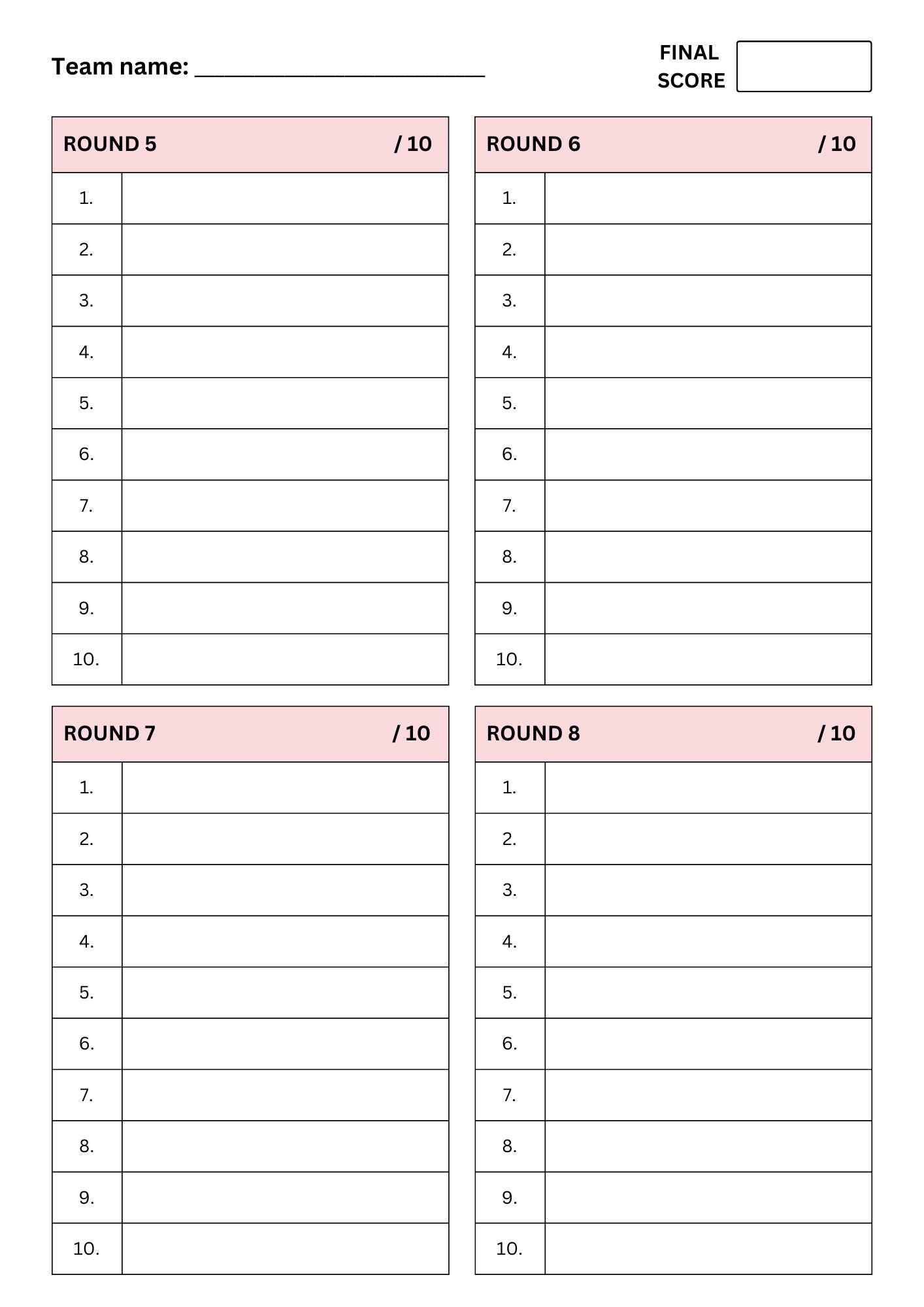 Kid's Trivia Answer Sheets Trivia Quizzes Trivia Night Printable Trivia ...