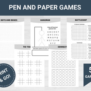 Pen and Paper Printable Games, Hangman Printable, Battleship Printable ...