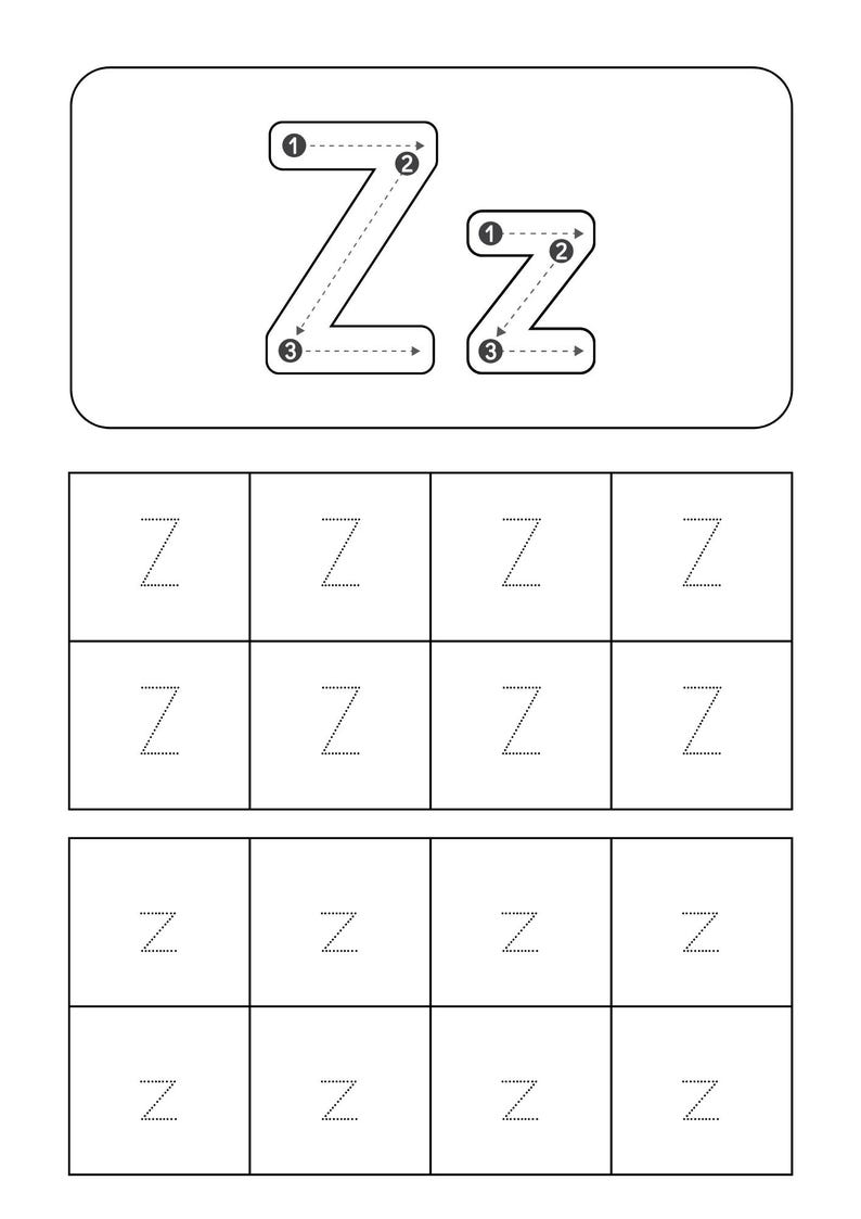Alphabet Tracing Worksheets: Handwriting Practice (digital Download) - Etsy