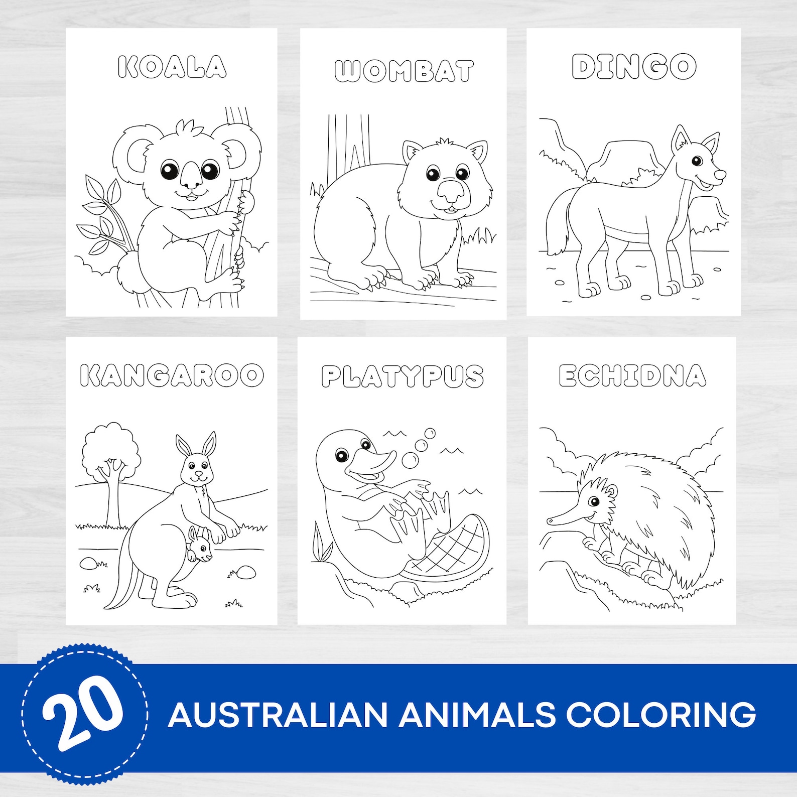 Australian Animals Coloring Pages: Kids Activity (digital Download ...