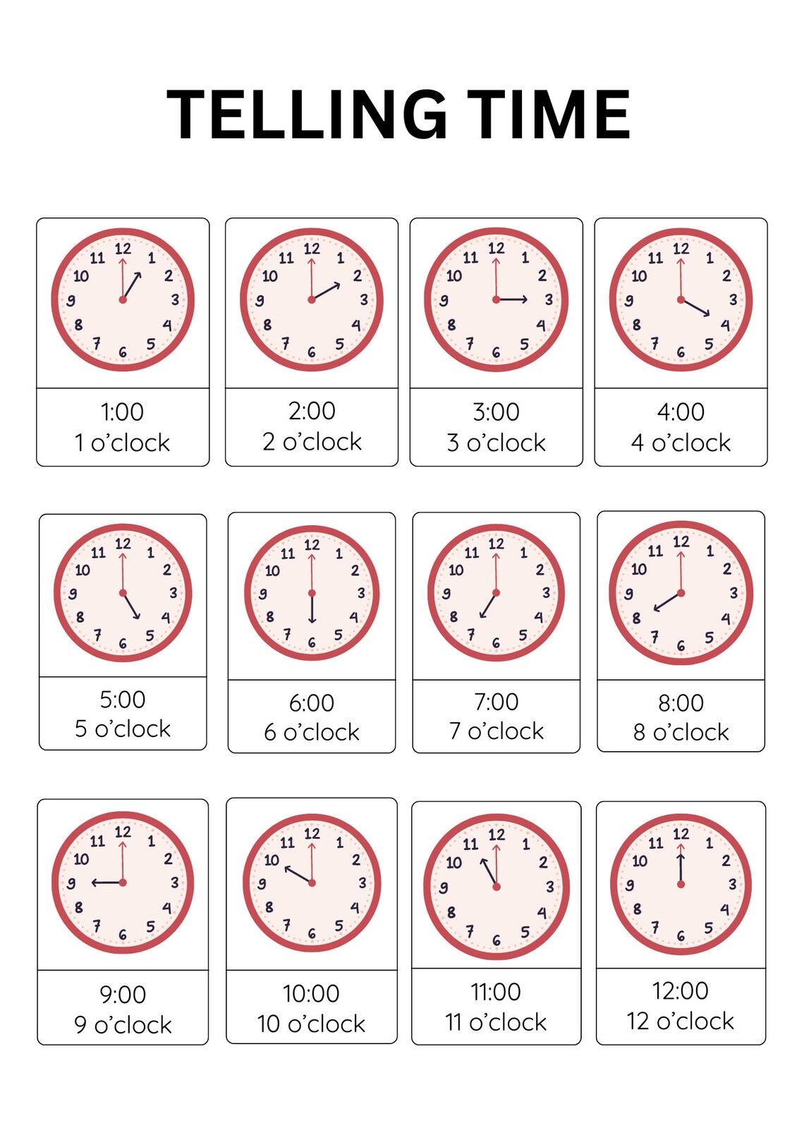 Telling Time | Telling Time Poster | Telling Time Worksheets | Telling ...