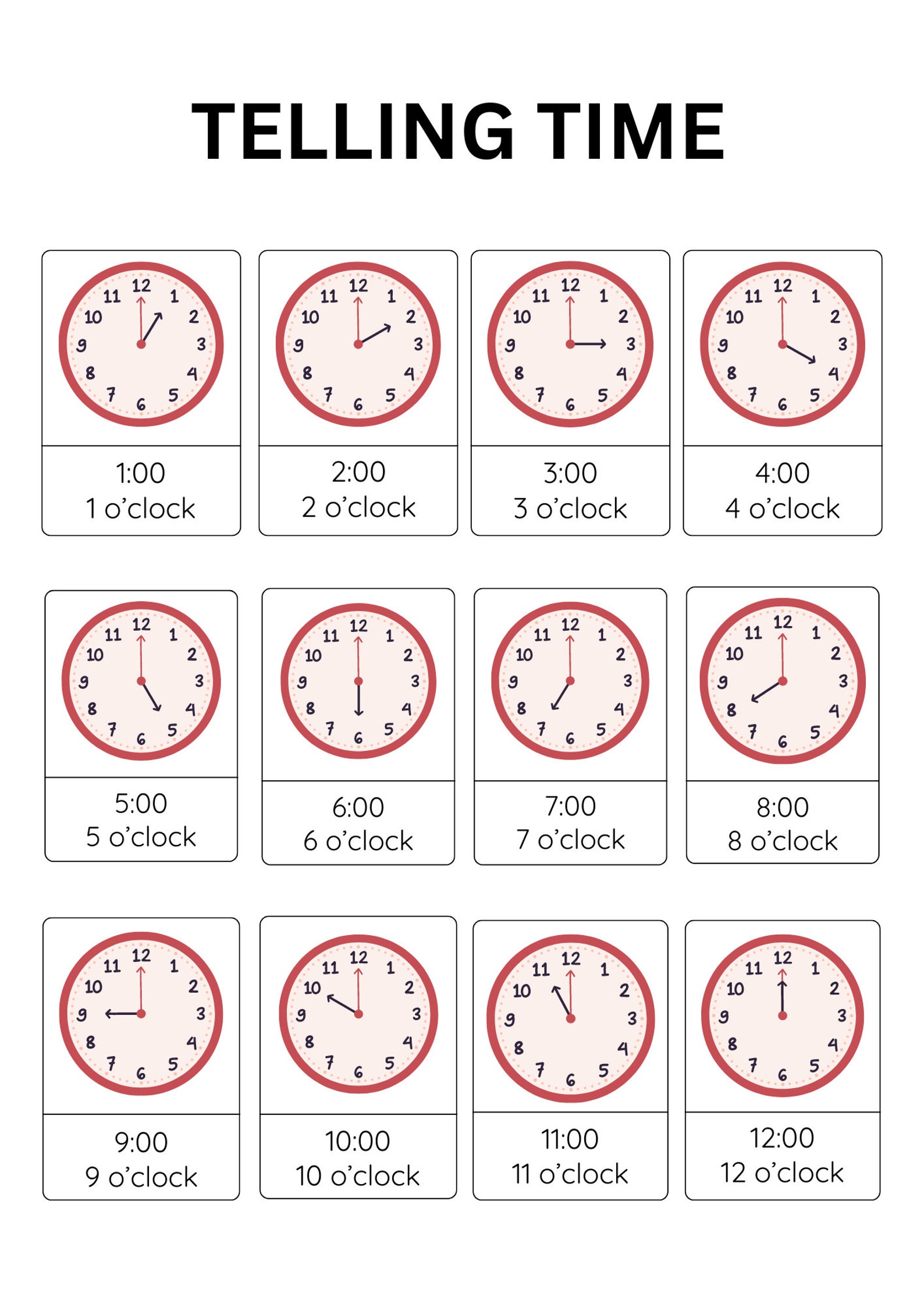 Telling Time | Telling Time Poster | Telling Time Worksheets | Telling ...