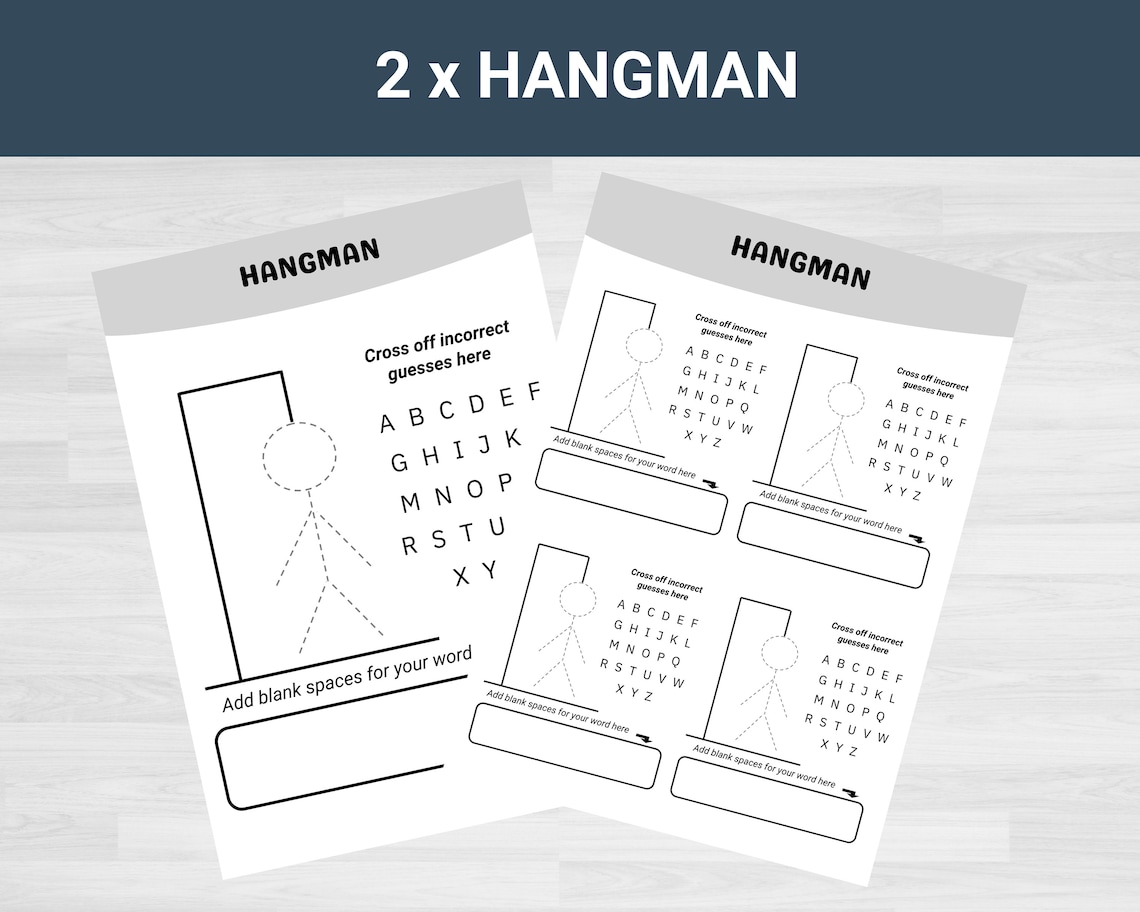 Pen and Paper Printable Games, Hangman Printable, Battleship Printable ...