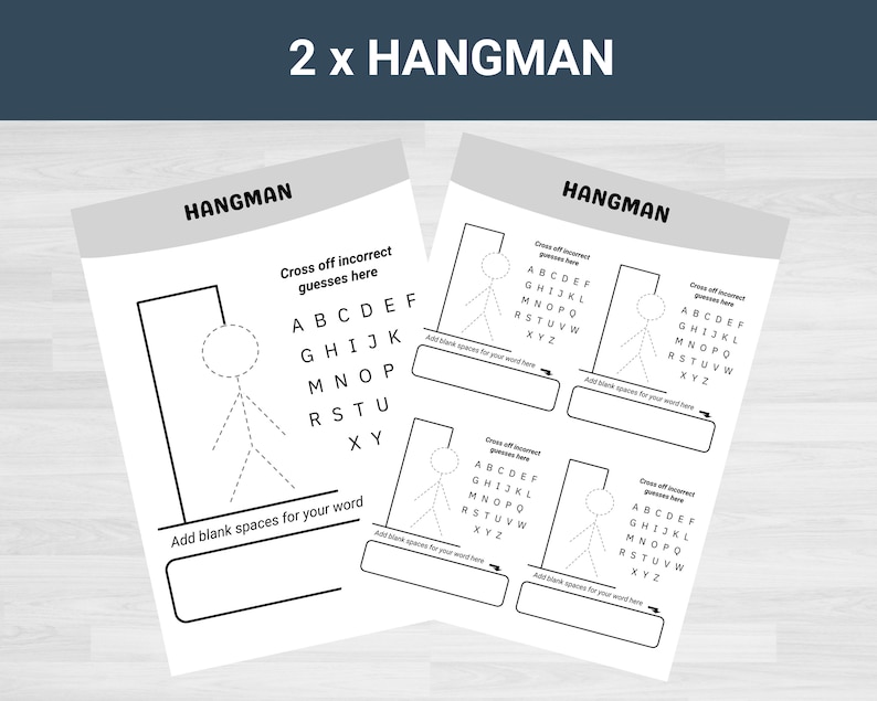 Pen and Paper Printable Games, Hangman Printable, Battleship Printable ...
