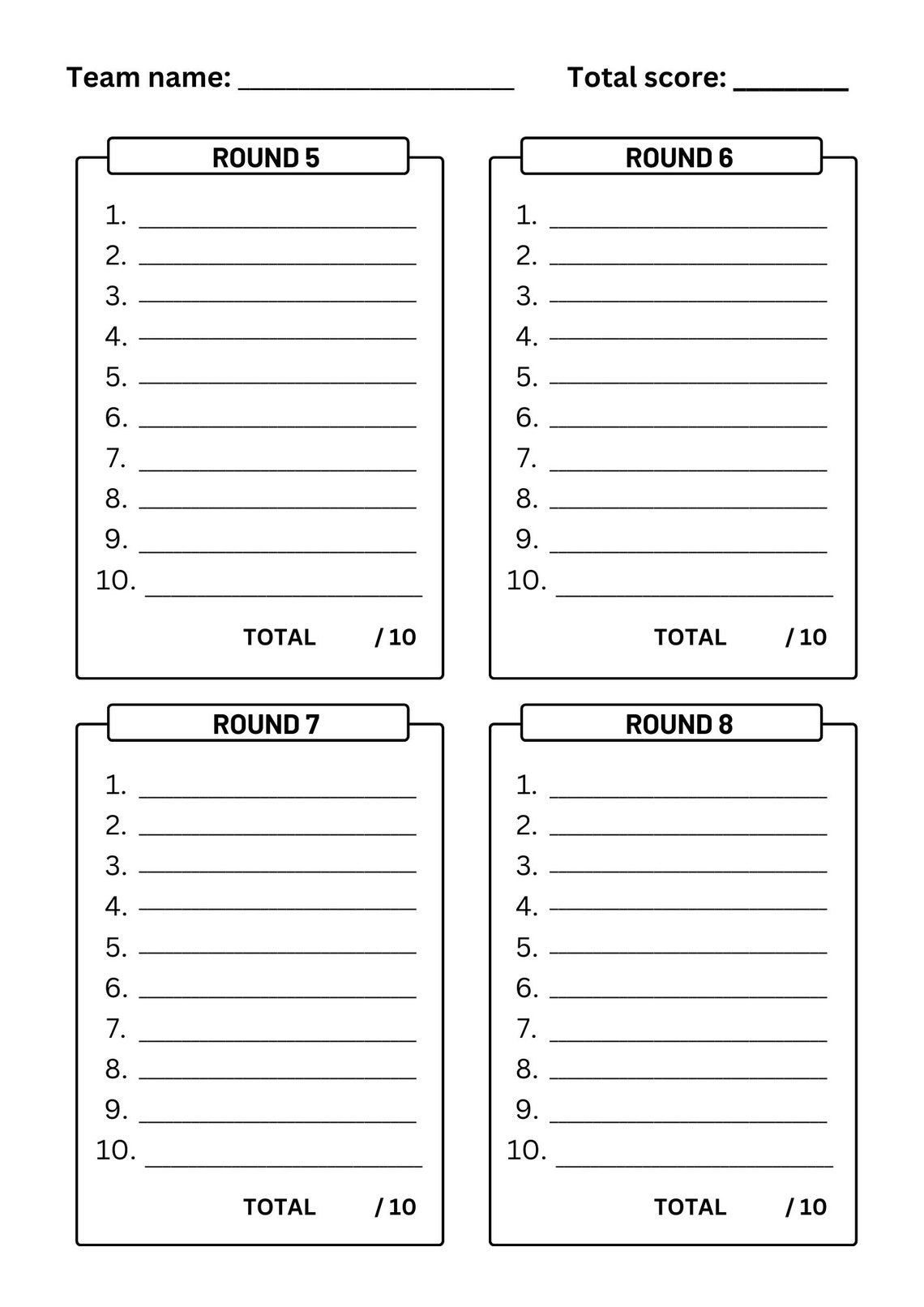 Trivia Answer Sheets Trivia Quizzes Trivia Night Printable Trivia ...