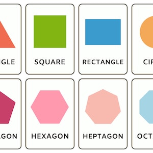 Shapes Flashcards Shapes Poster Shapes Wall Art Shapes - Etsy