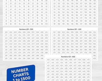 Number Chart 1-500 | Numbers 1 to 500 Printable | Numbers and Counting ...