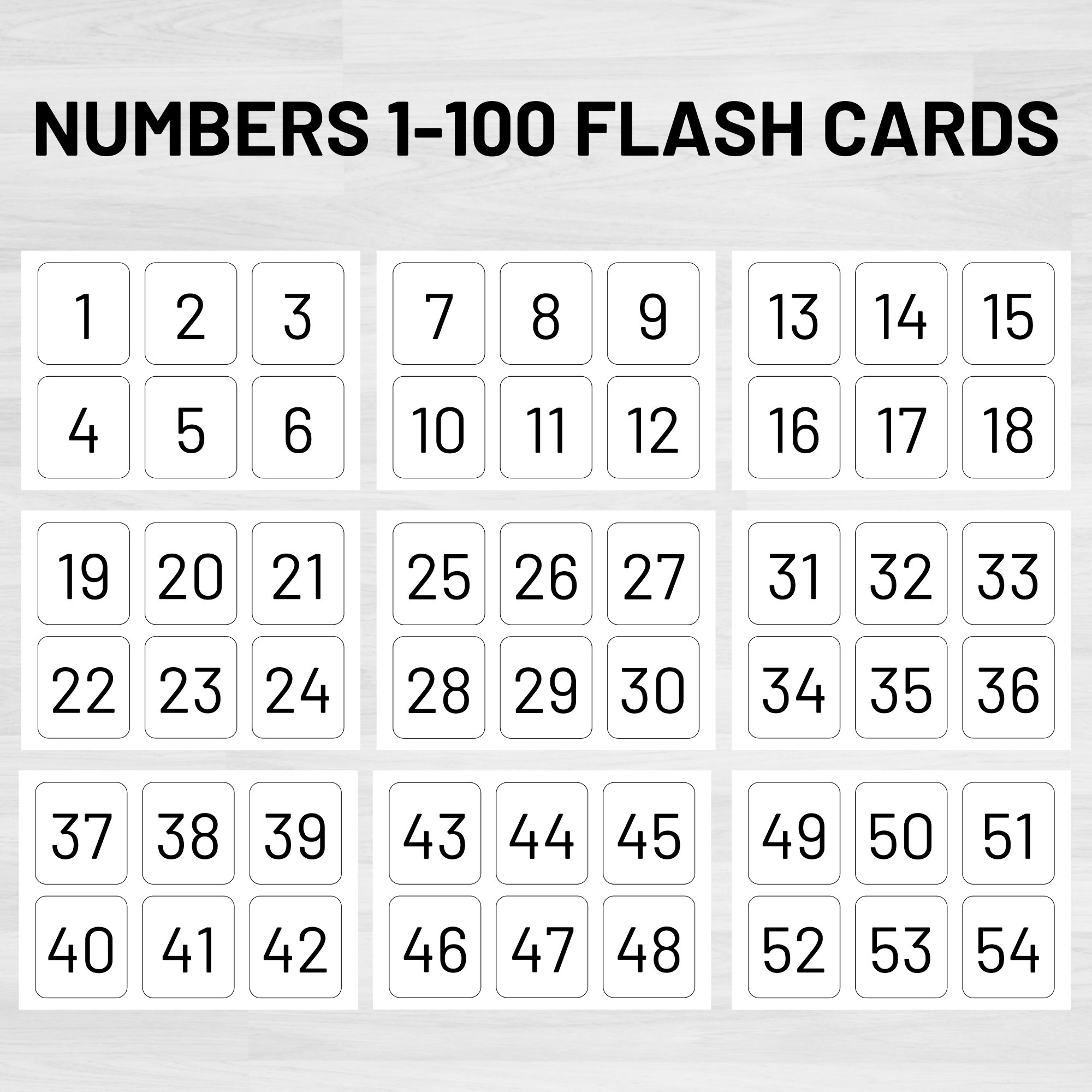 Numbers 1-100 Flashcards Count to 100 Learn to Count Math Printables ...