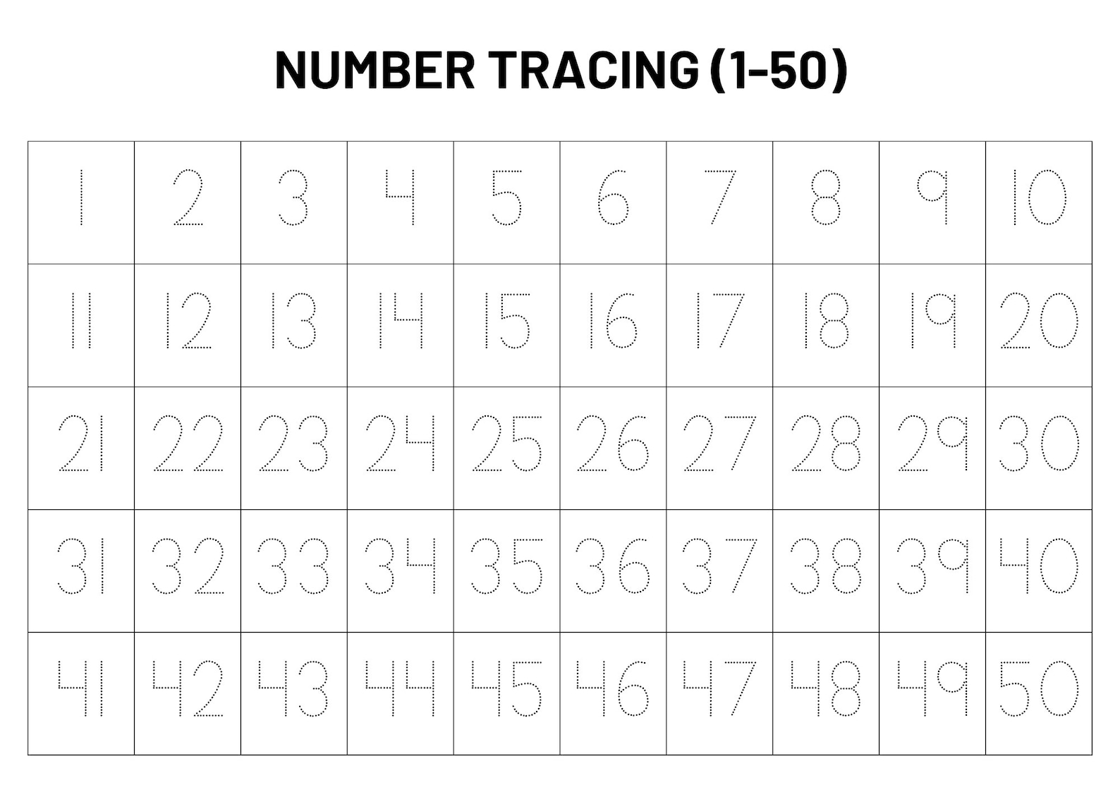 Numbers 1-100 Tracing Worksheet: Handwriting Practice for Preschool ...
