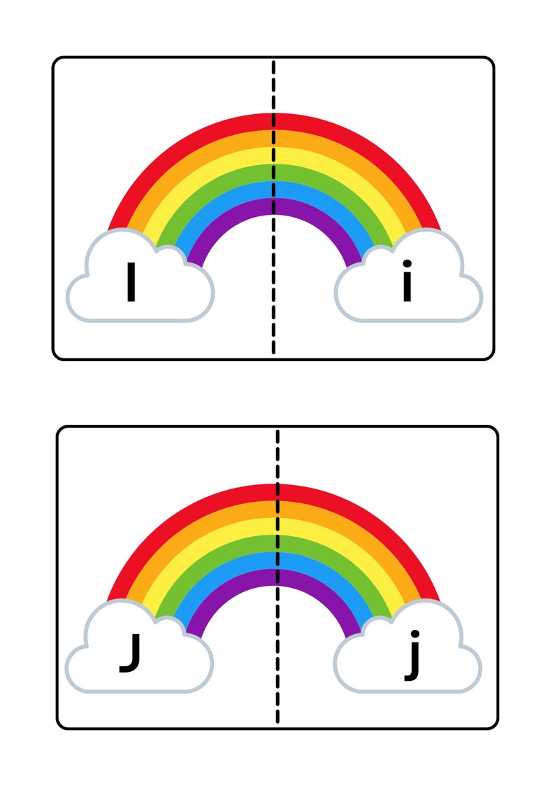 Rainbow Alphabet Matching Flashcards: Printable Letter Puzzle (digital ...