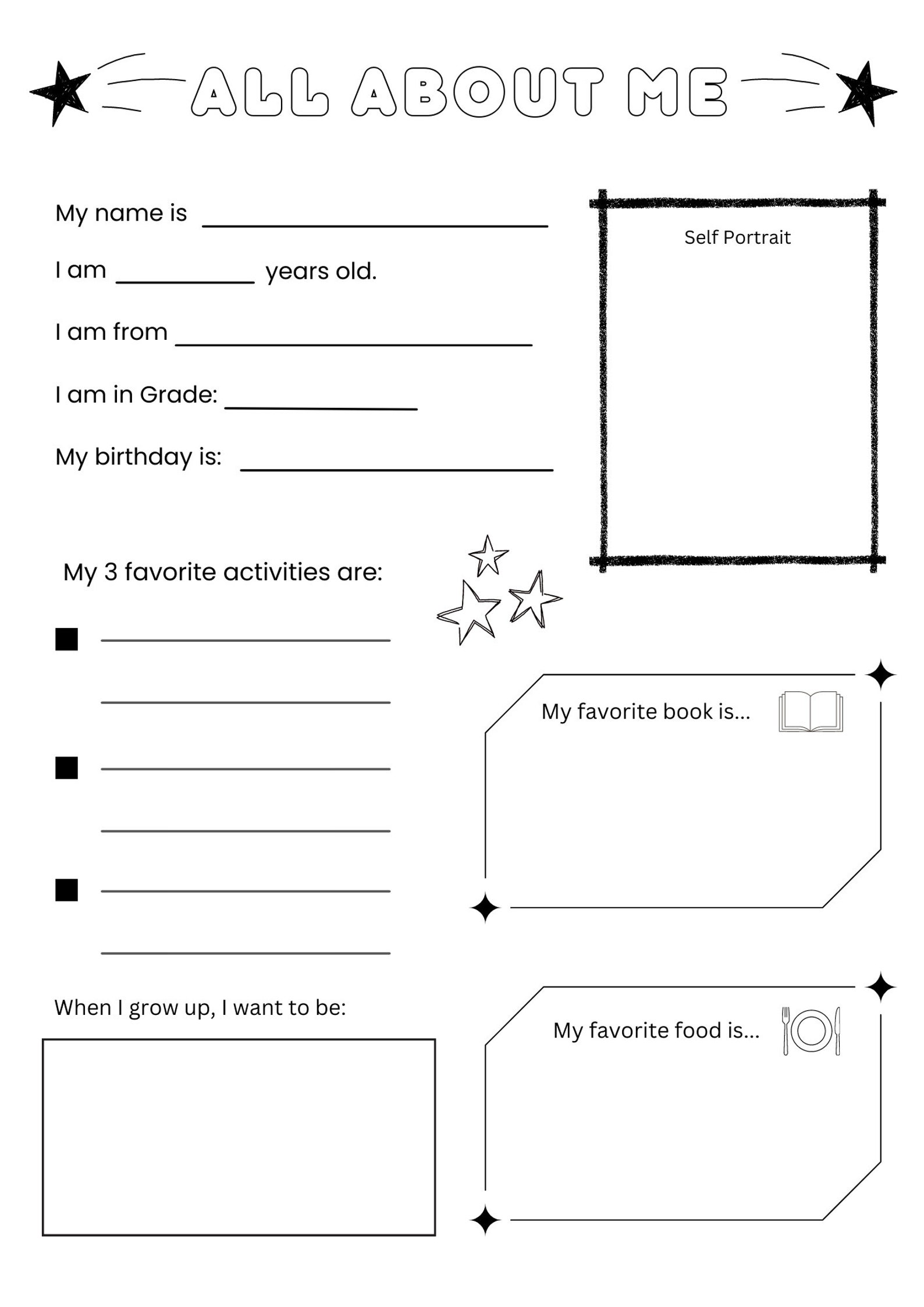 All About Me All About Me Template All About Me Printable All About Me ...