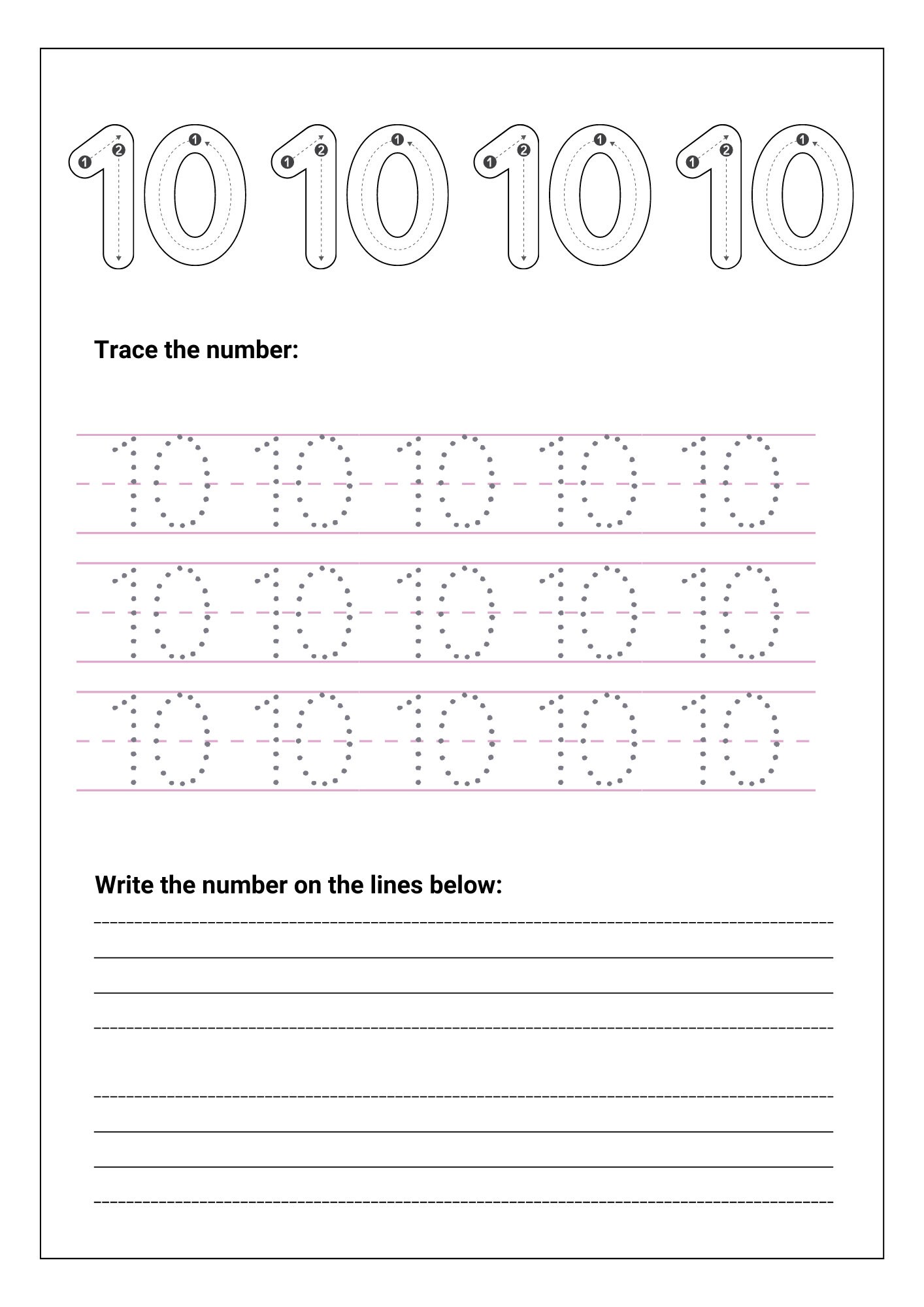 10 Printable Numbers 2130 Tracing Worksheets Etsy
