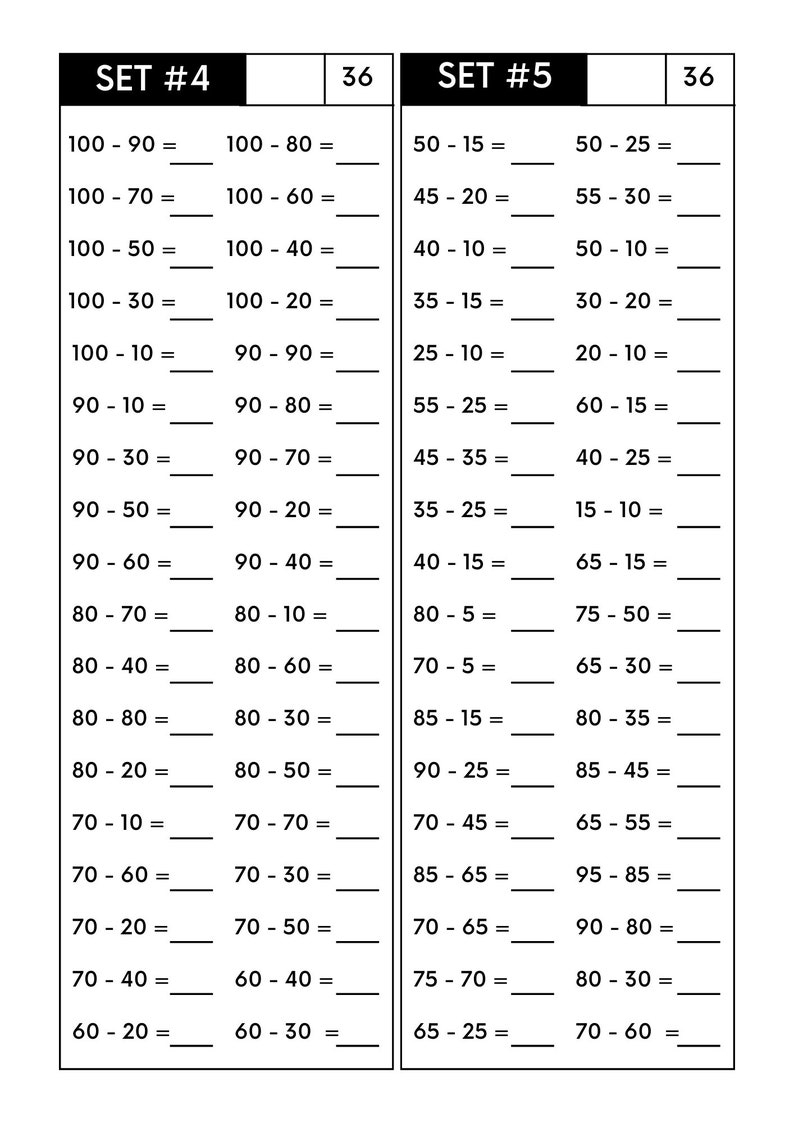Math Drills Worksheets Addition Worksheets Subtraction Worksheets ...