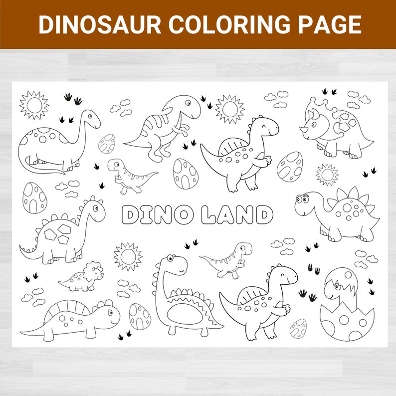 Dinosaur Coloring Pages: Printable Kids Activity (PDF Download) - Etsy