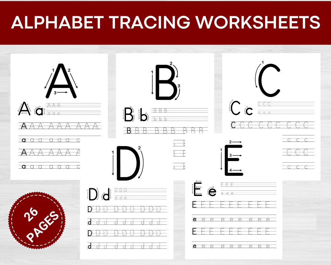 Alphabet Tracing Worksheets Alphabet Tracing Printable - Etsy