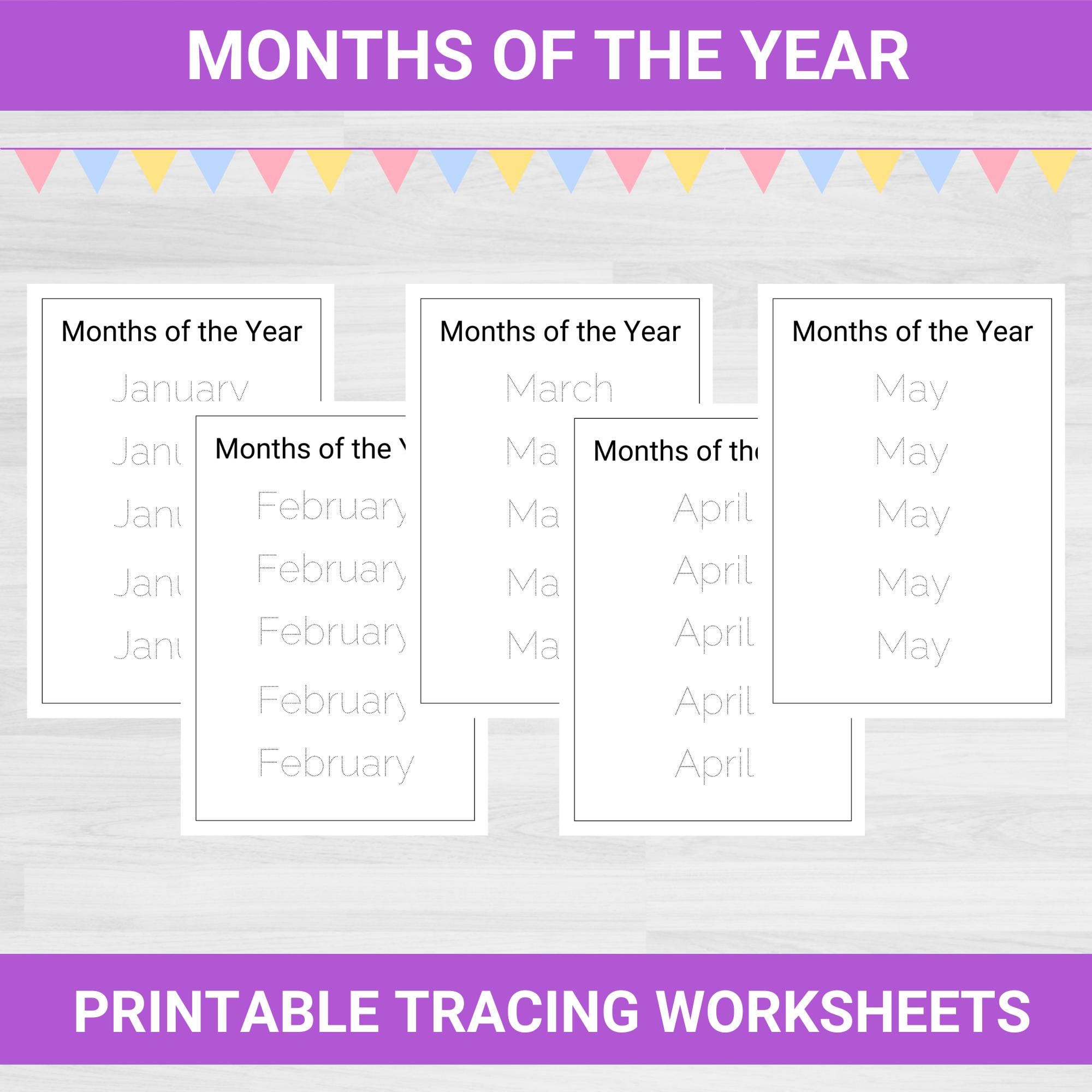 Months of the Year Tracing Worksheet: Handwriting Practice (digital ...