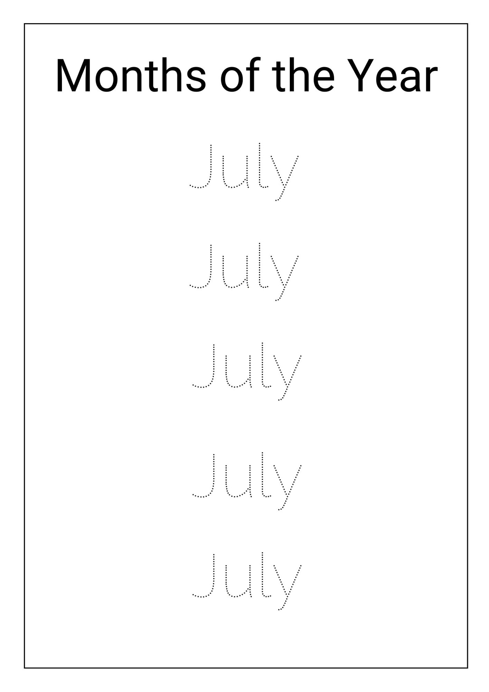 Months of the Year Months of the Year Printable Tracing Worksheets ...