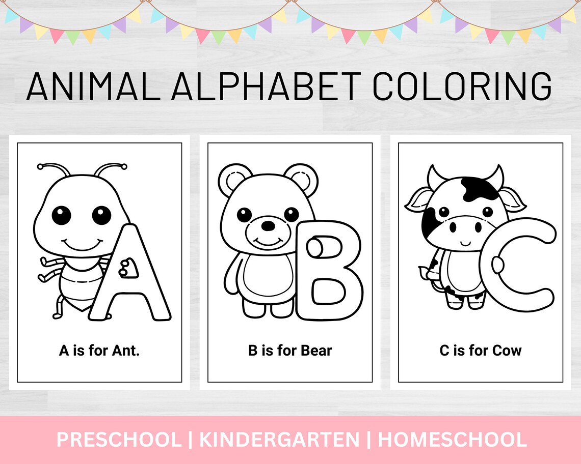 Animal Alphabet Printable Alphabet Worksheets Letter - Etsy