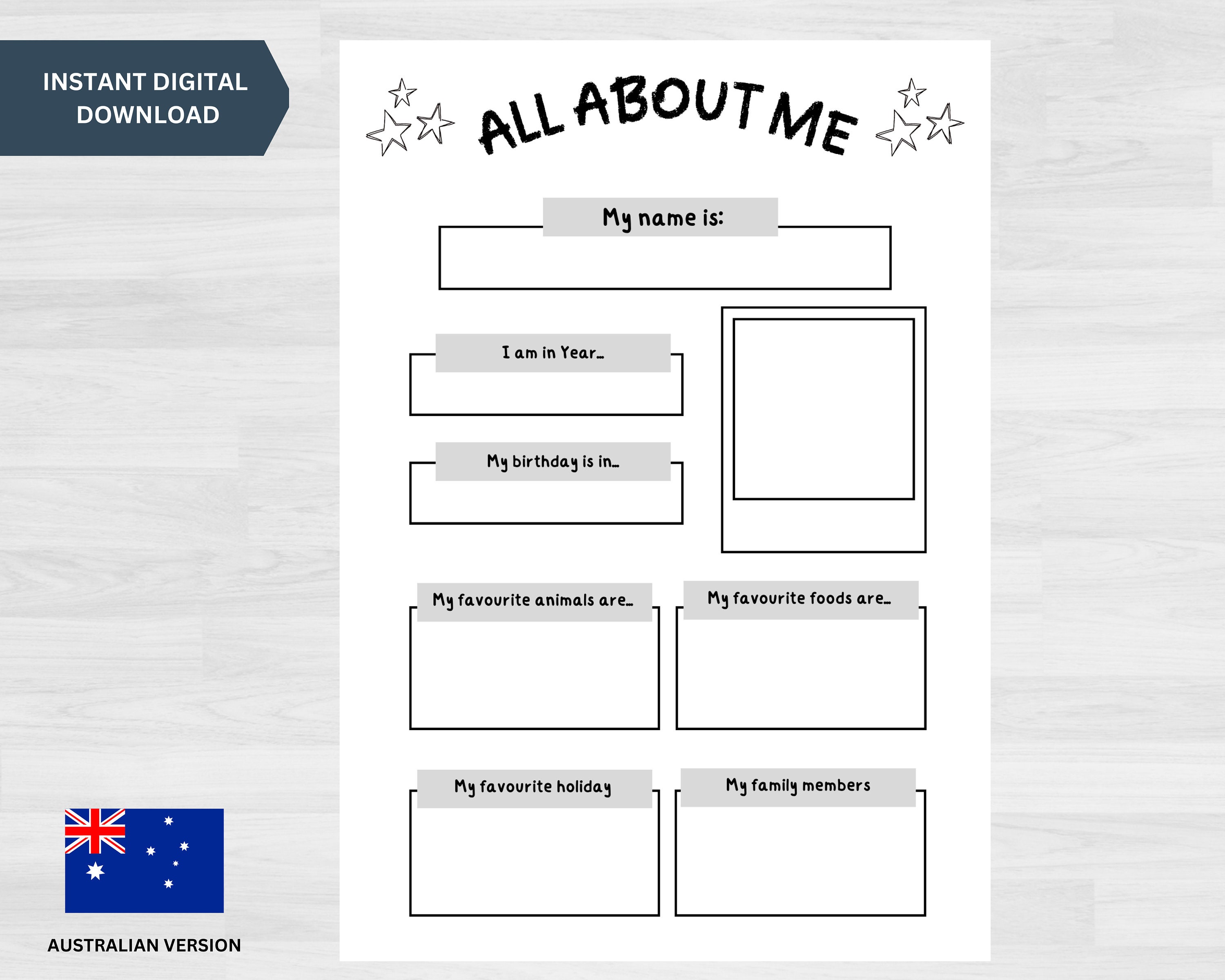All About Me All About Me Template All About Me Printable - Etsy Australia