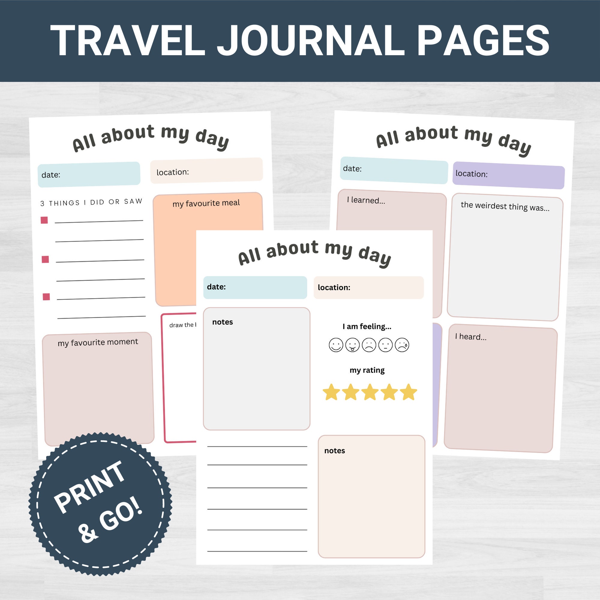 Travel Journal Printable Travel Journal Kids Travel Journal Digital ...