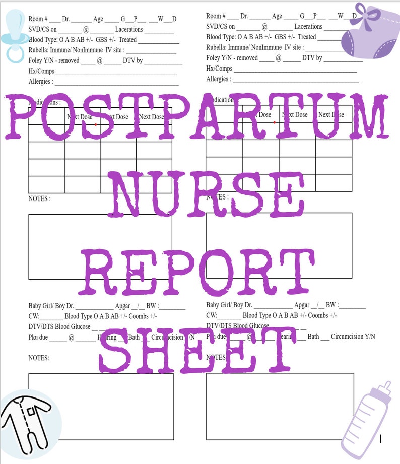 Mom and Baby Nurse Report Sheet for 2 Couplets - Etsy