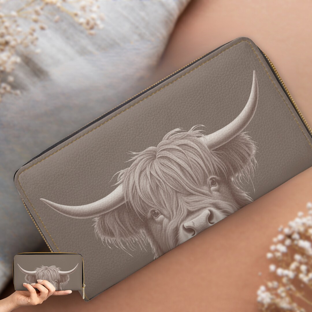 Western Highland Cow Wallet Double Side Print Slim Purse Wallet ...