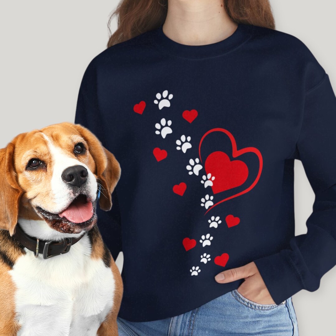 Dog Paw Prints Heart Sweatshirt - Pet Lover Gift, Fur Baby Mama Shirt ...