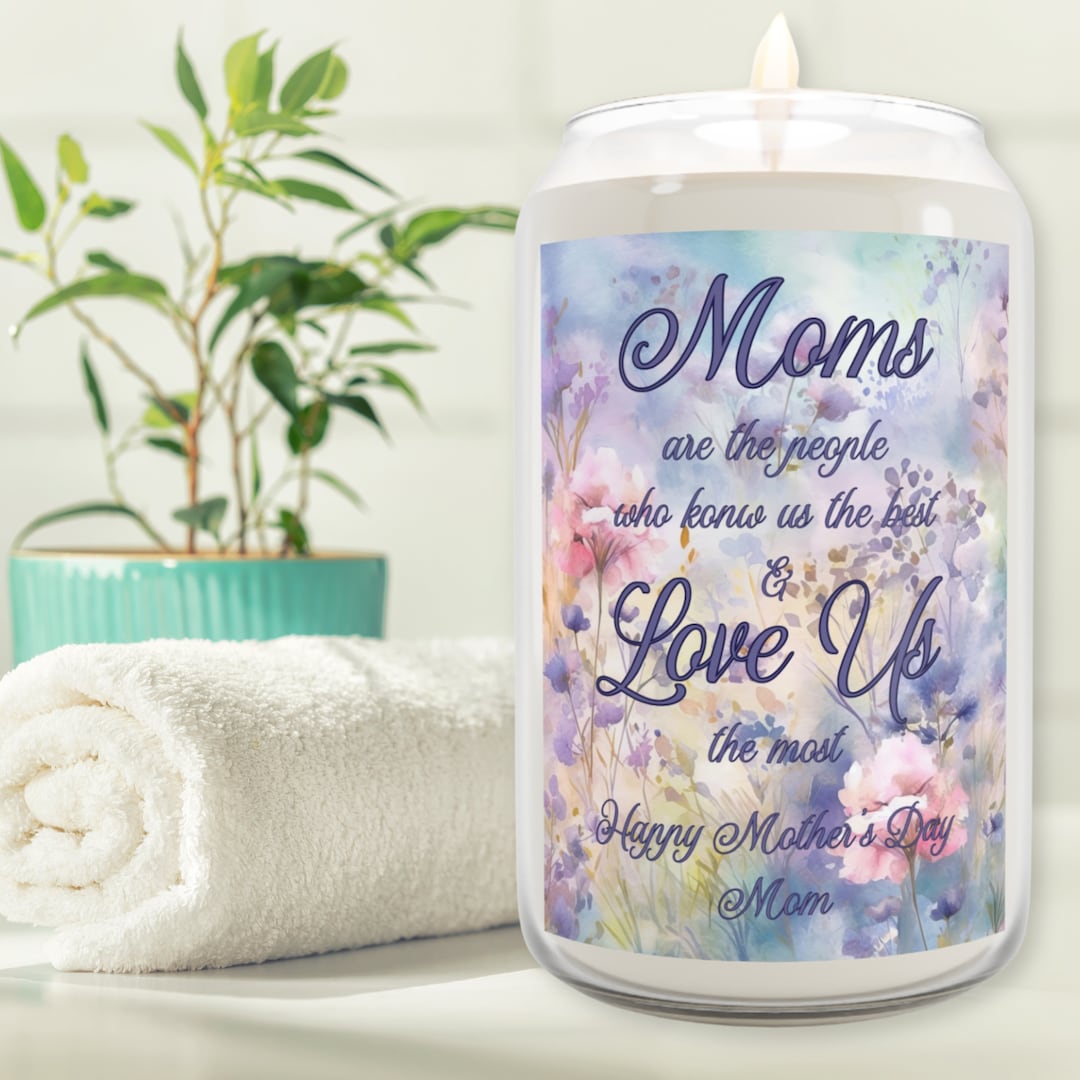 Happy Mothers Day Mom Candle Scented Pink Flower Mothers Day Gift ...