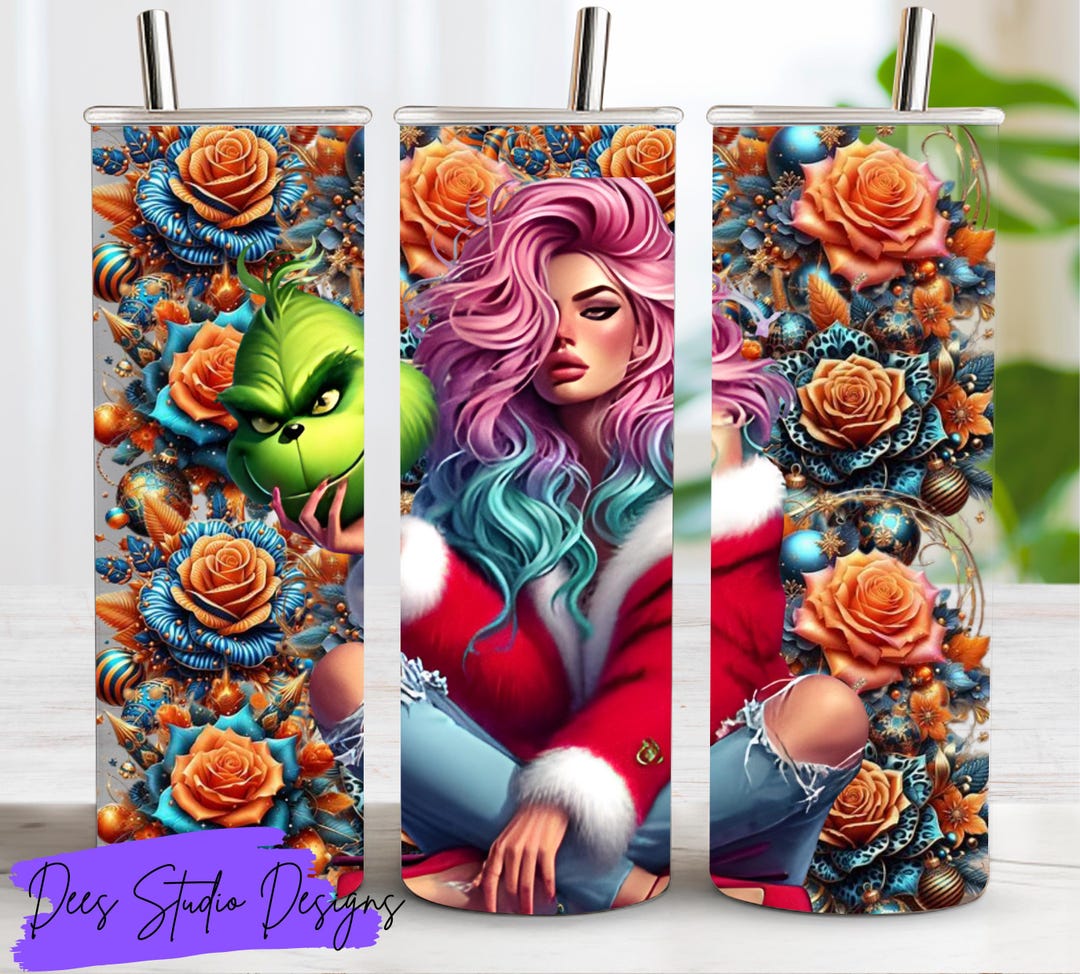 Grinch Girl PNG – Pastel Hair With Orange & Blue Rose - Bundle (16oz ...