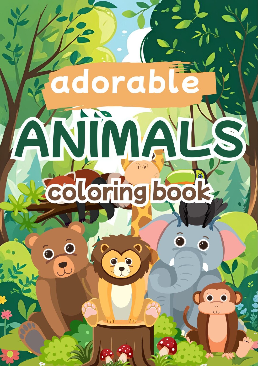 Animals Coloring Book for Kids – Printable Cute Animal Pages–digital ...
