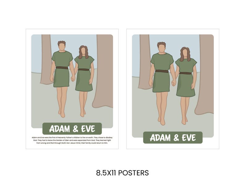 Adam and Eve Story/lesson Poster/cards and Activity Pages, Printable ...