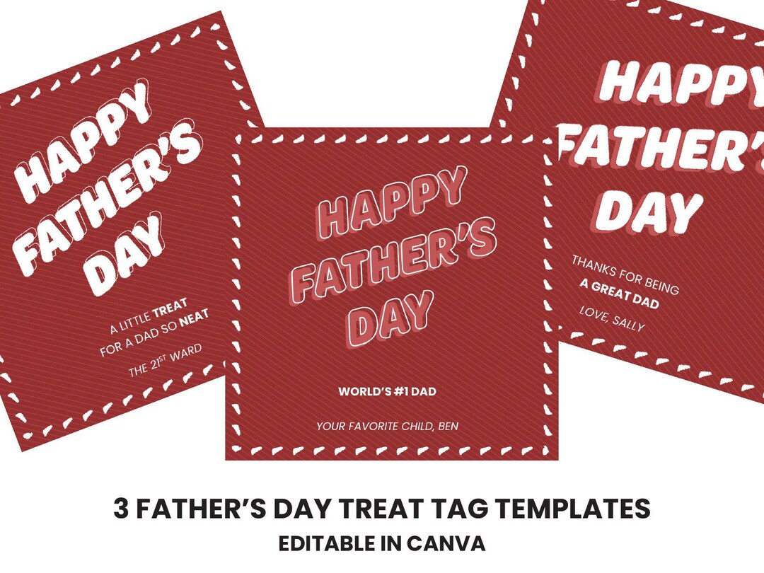 Father's Day Treat Tags Canva Template | Father's Day Handout Template ...