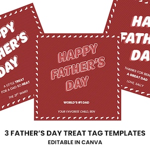 Father's Day Treat Tags Canva Template | Father's Day Handout Template ...